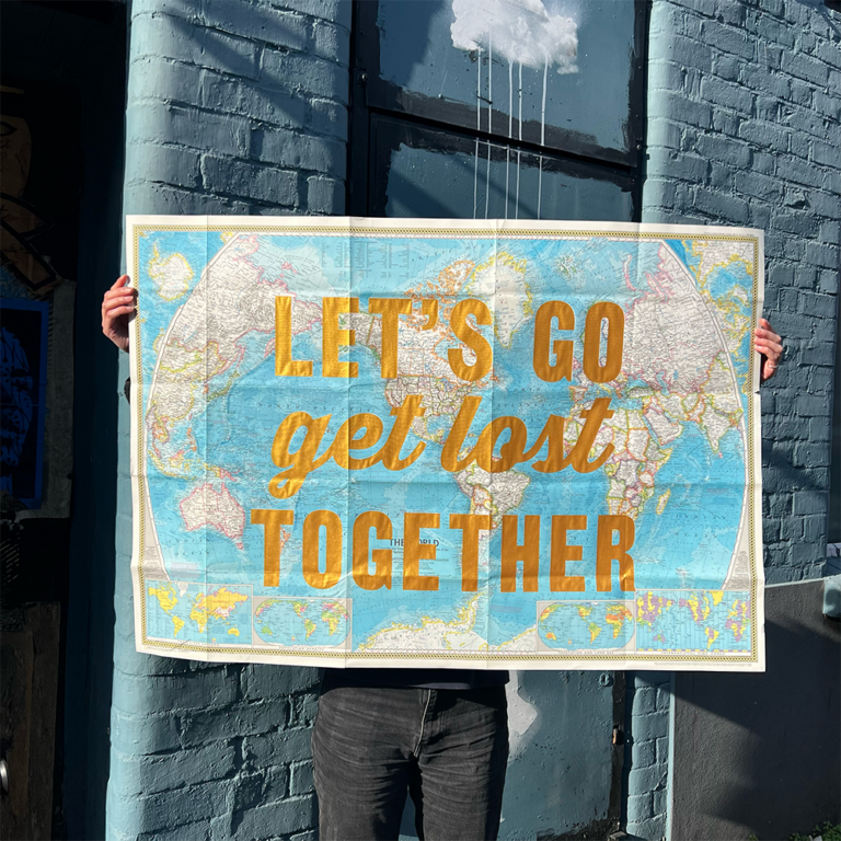 Let's Go Get Lost Together - World Map (Gold) - Print Club London