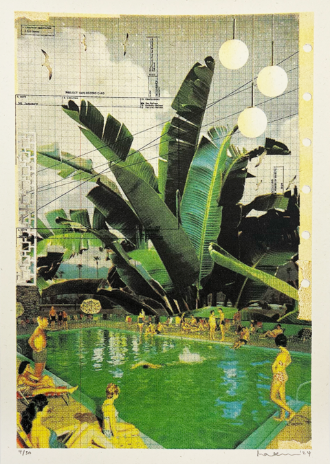 Utopian Swim - 24CT Gold Leaf by Maxine Gregson- Print Club London